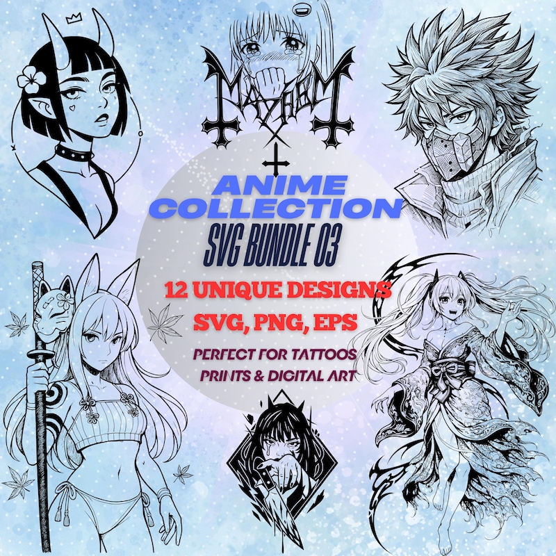 Anime Tattoos Stencils - Etsy