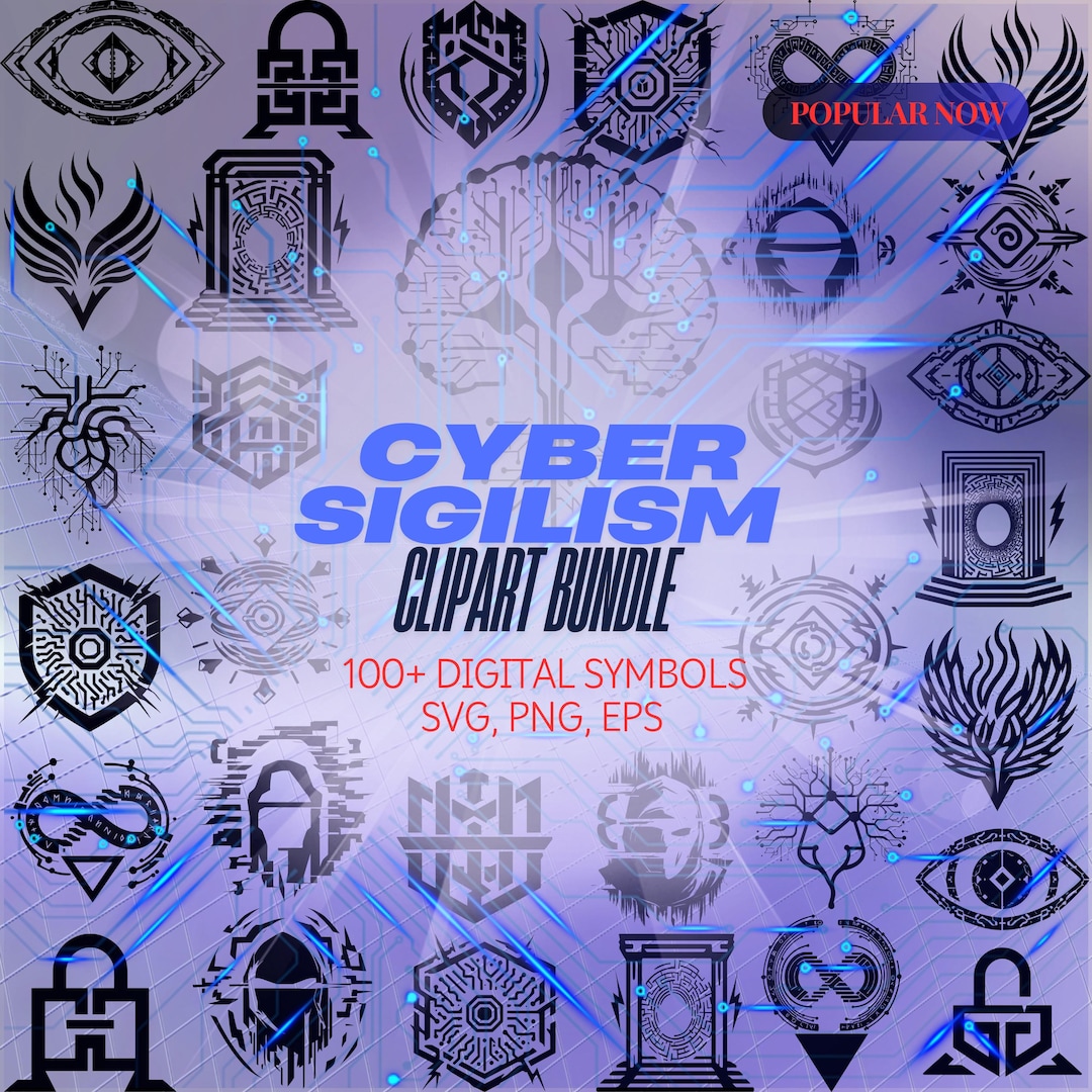 Cyber Sigilism SVG Bundle: 100+ Occult Cyberpunk Runes (digital ...