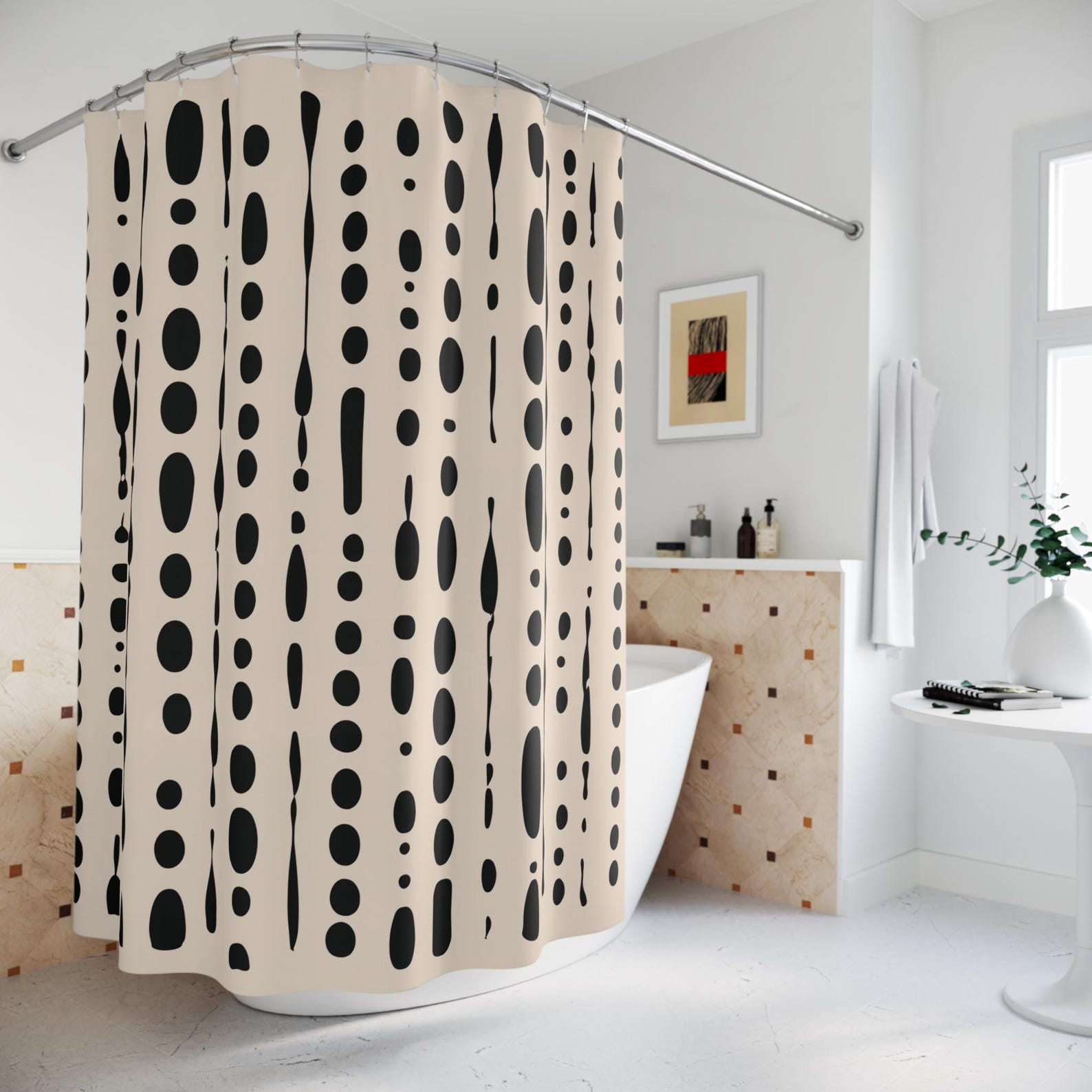 Minimalist Black Dripping Shower Curtain | Modern Abstract Art | Black ...