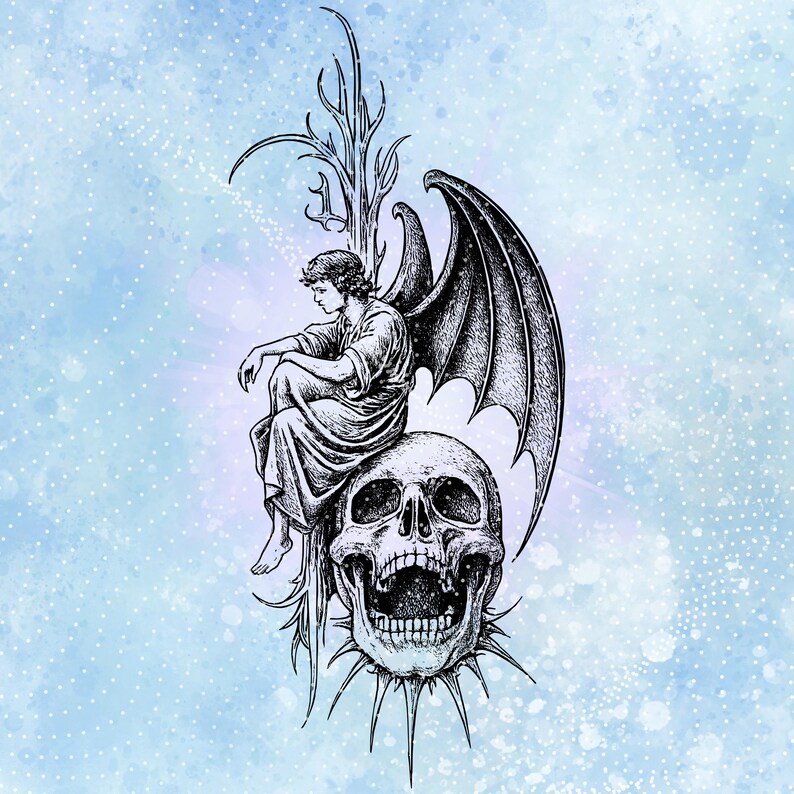 Cybersigilism Tattoo Design: Gothic-inspired Skull Illustration With ...