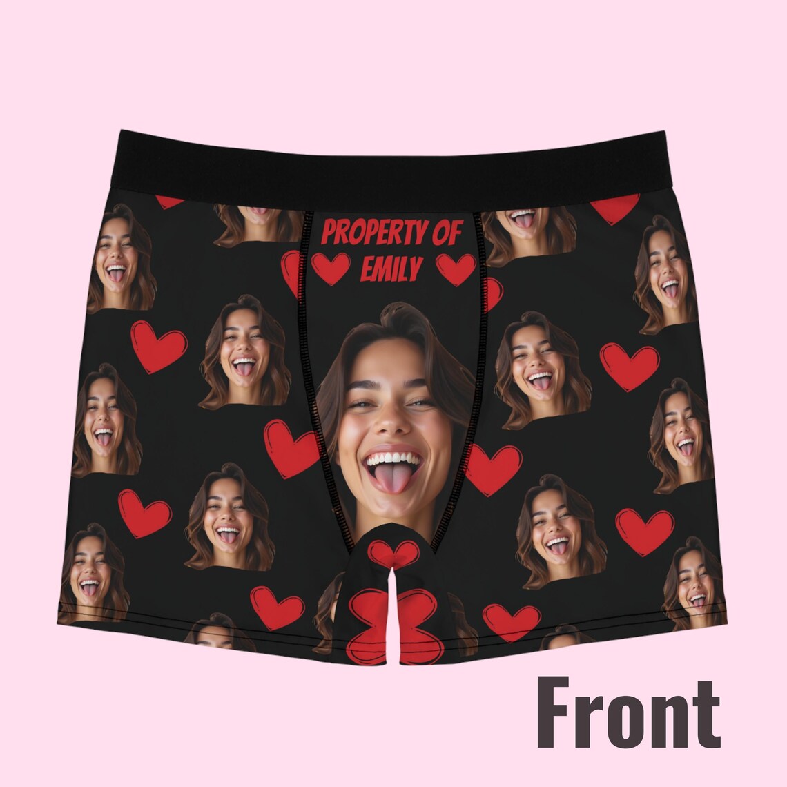 Custom Valentine's Face Boxers Personalized Text Boxers Funny Gift ...