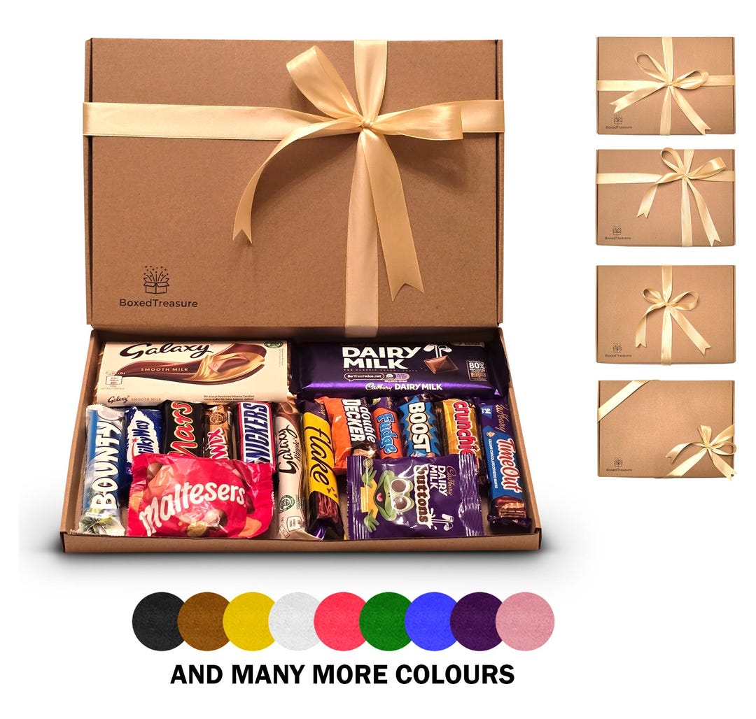 Cadbury and Galaxy Chocolate Bar Gift Box, Custom Message, Ribbon ...