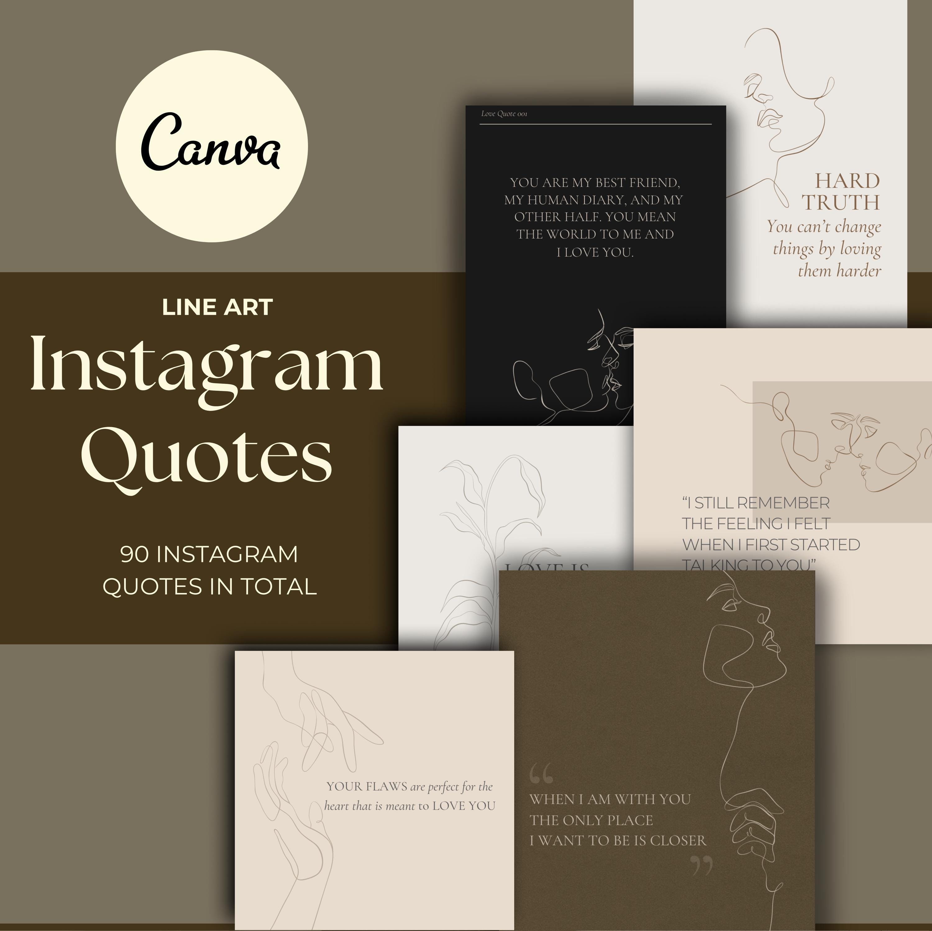 5000+ Instagram Editable Quotes Canva Package - Canva Line Art ...