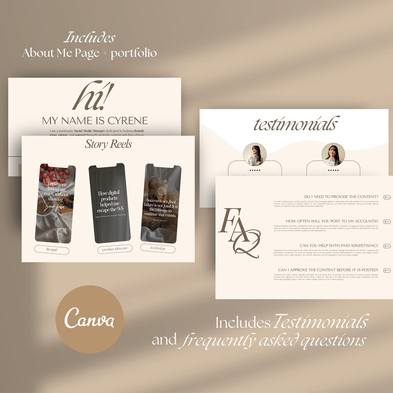 Aesthetic Cream Pastel Portfolio Website Template Brown Website ...