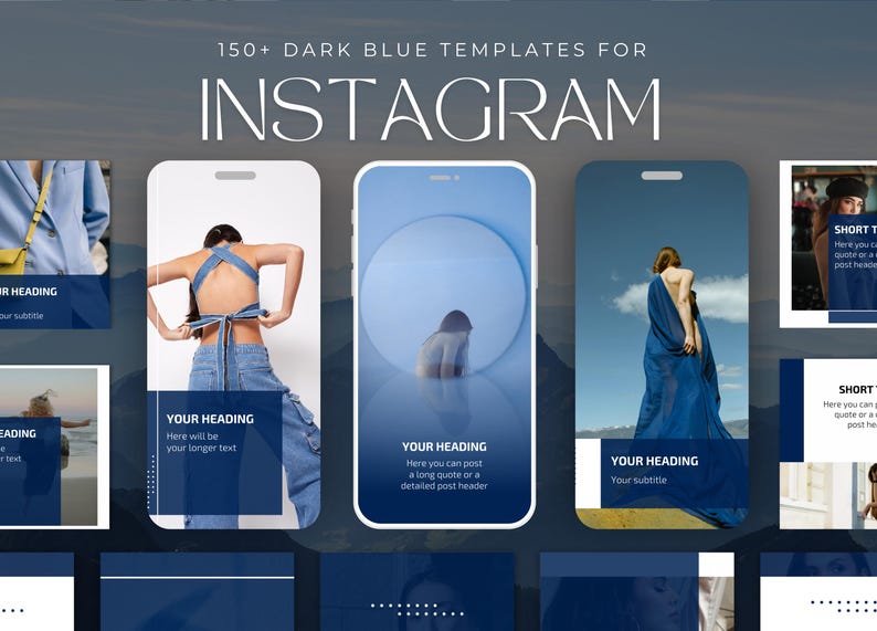 150+ Dark Blue Canva Instagram Template, Social Media Templates ...