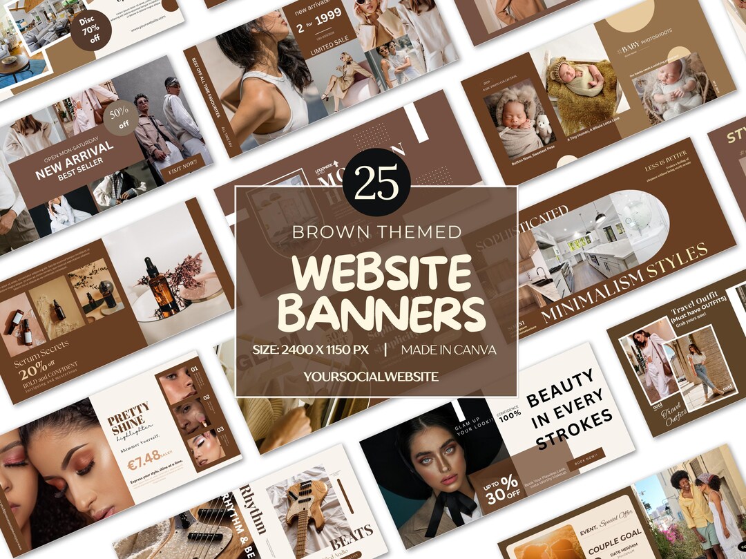 Brown Themed Website Banners, Editable Banners Shopify, DIY Banners ...