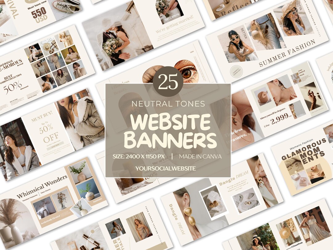 Neutral Themed Website Banners, Editable Banners Shopify, DIY Banners ...