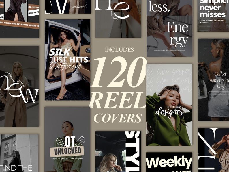 120 Instagram Reel Cover & Story Templates, Modern IG Reels, Aesthetic ...