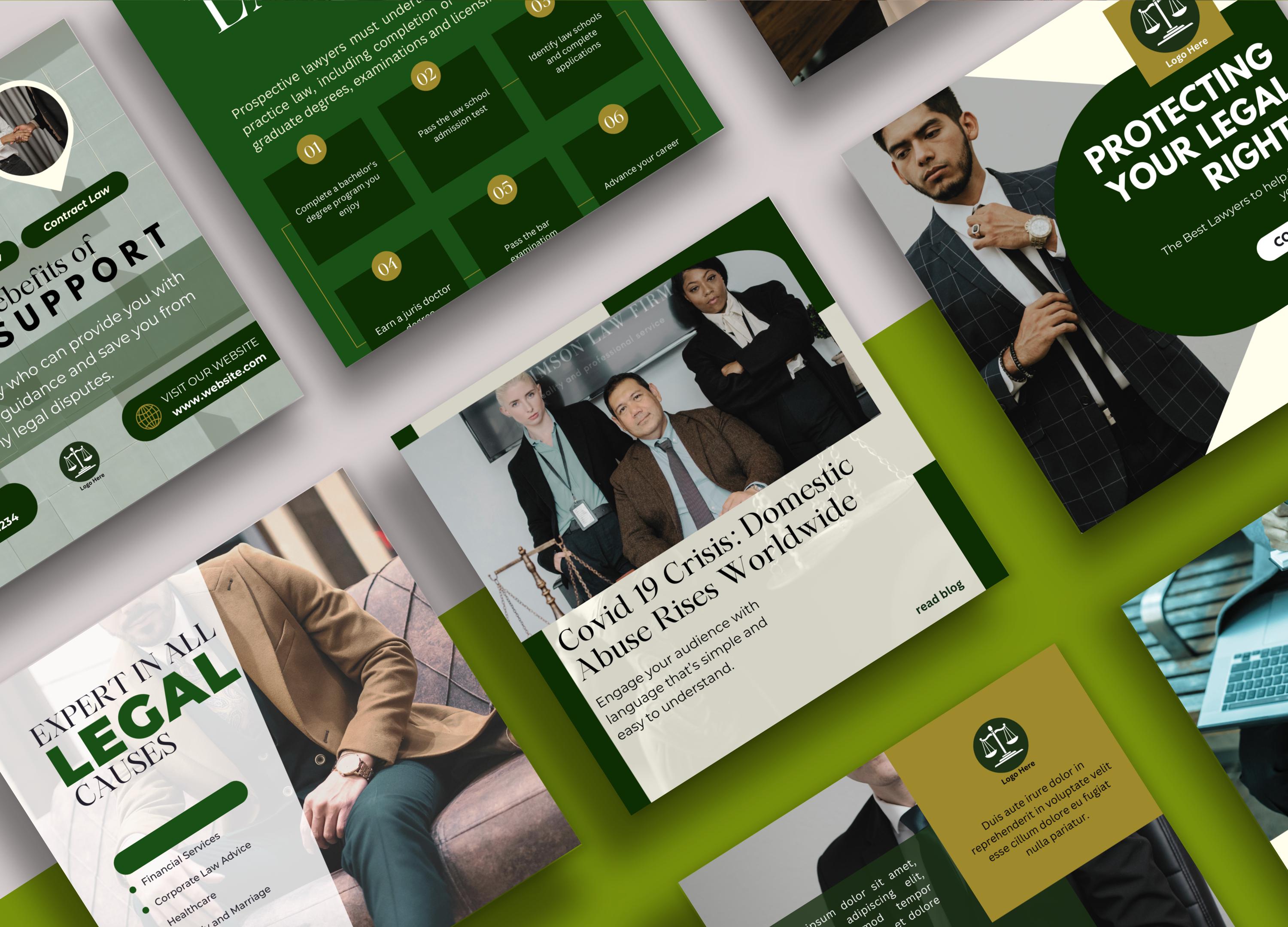 Gabrielle Modern Law Firm Social Media Canva Templates With PLR, Lawyer ...