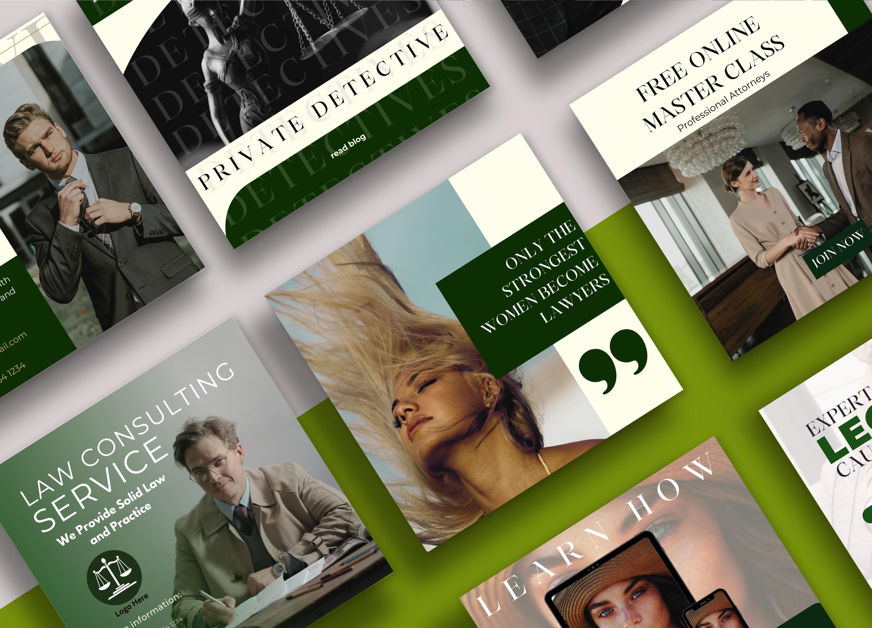 Gabrielle Modern Law Firm Social Media Canva Templates With PLR, Lawyer ...