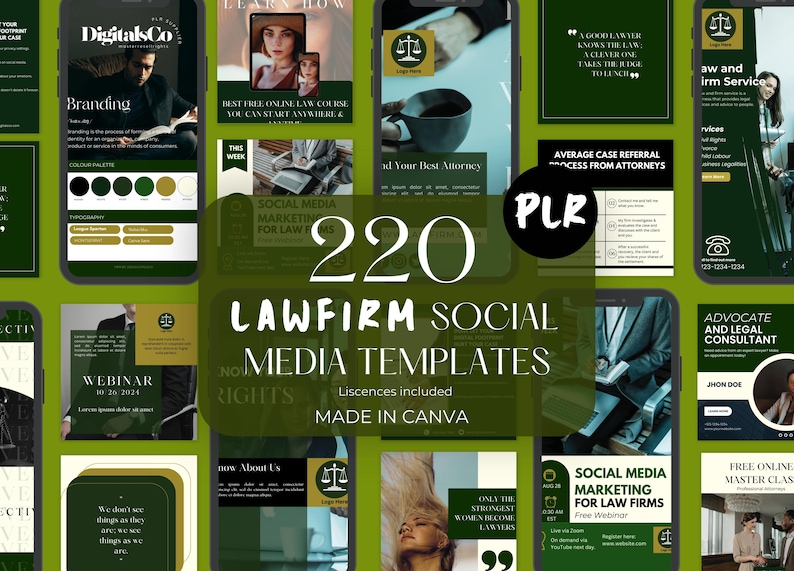 Gabrielle Modern Law Firm Social Media Canva Templates With PLR, Lawyer ...