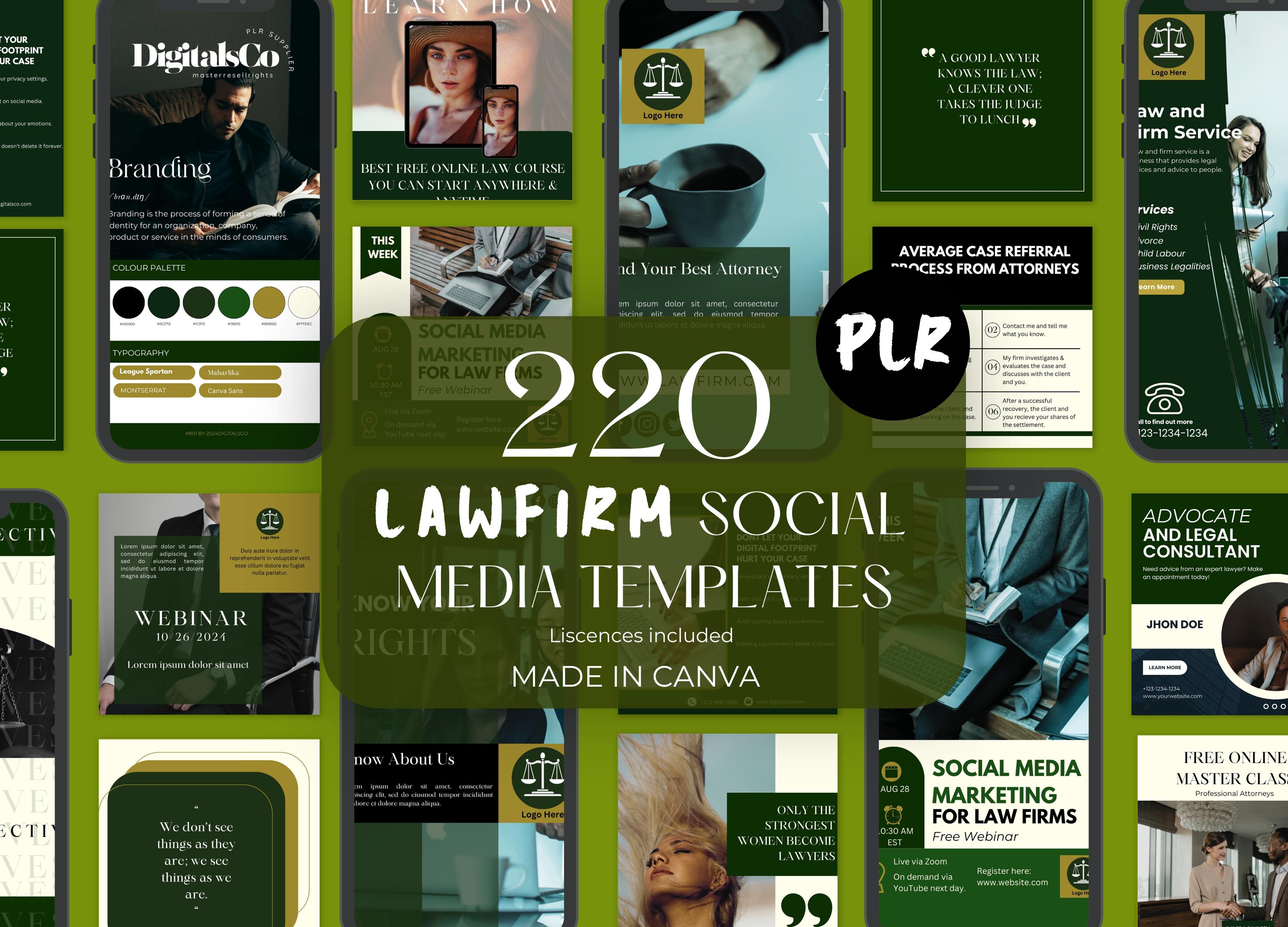 Gabrielle Modern Law Firm Social Media Canva Templates With PLR, Lawyer ...
