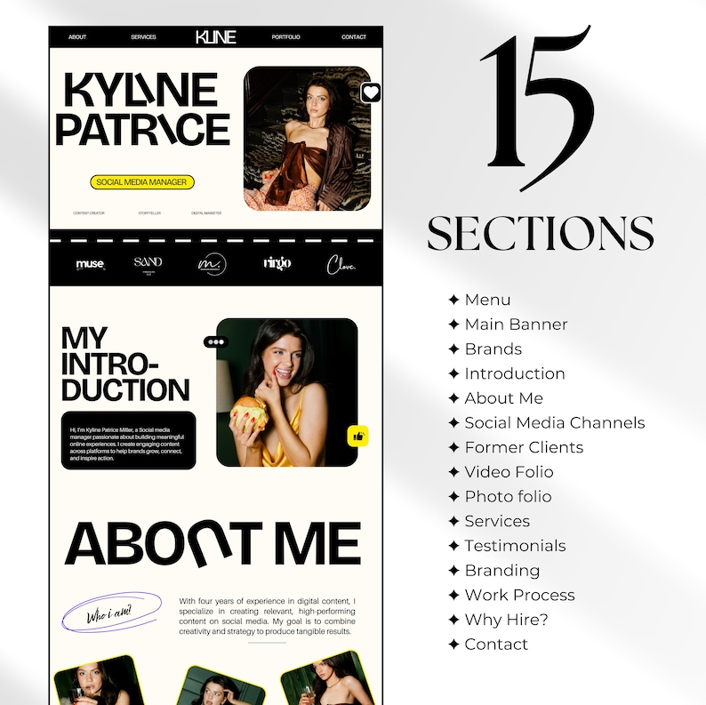 Canva Website Template Social Media Manager Aesthetic Modern Influencer UGC Landing Page Content ...