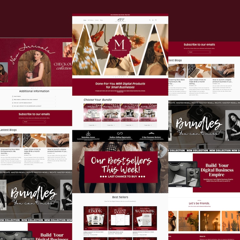BURGUNDY Shopify Theme for Digital Products , Digital Product Website ...