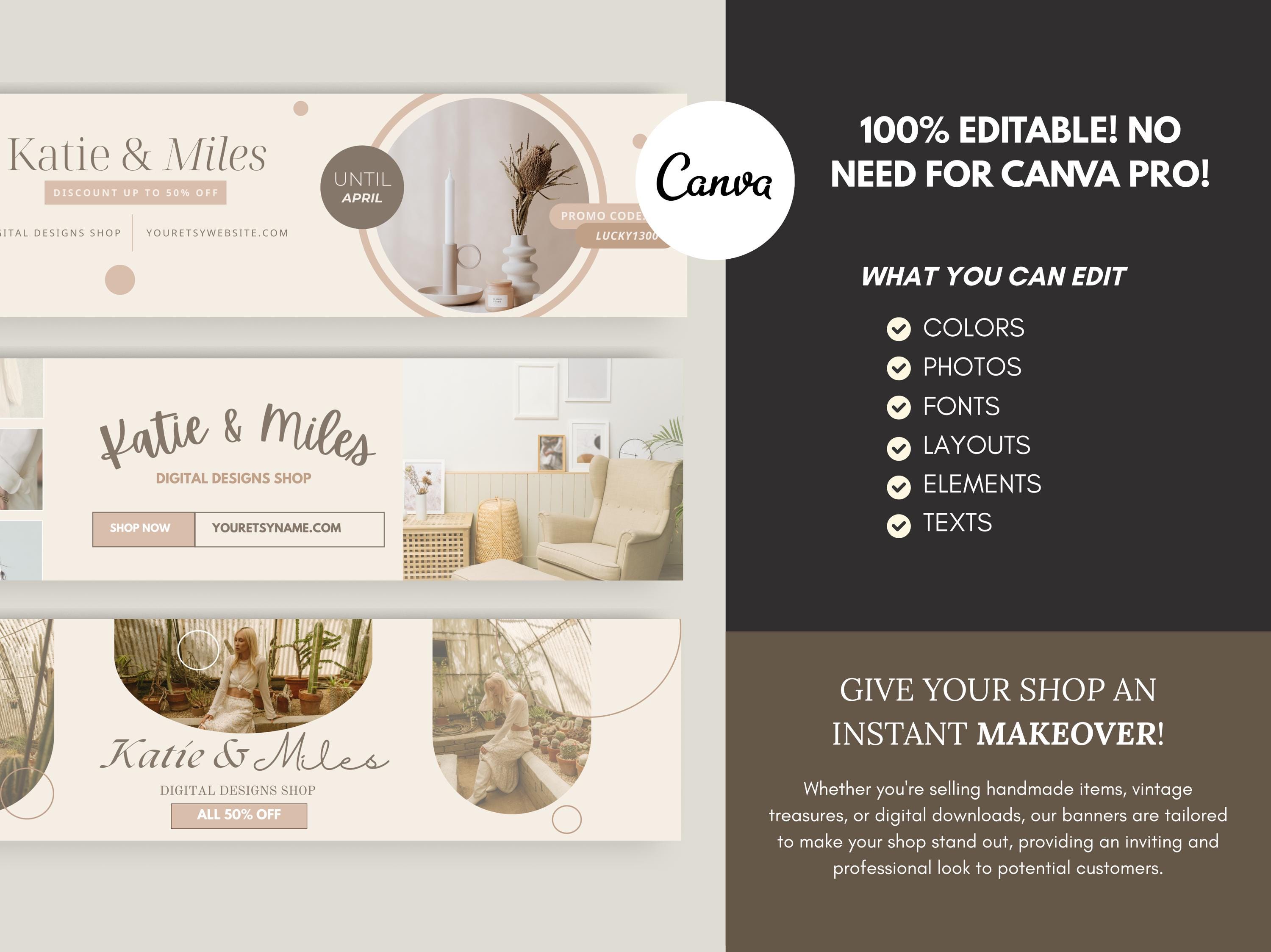 Etsy Banner Template Bundle, Etsy Shop Banners, Etsy Shop Kit, Sell on ...