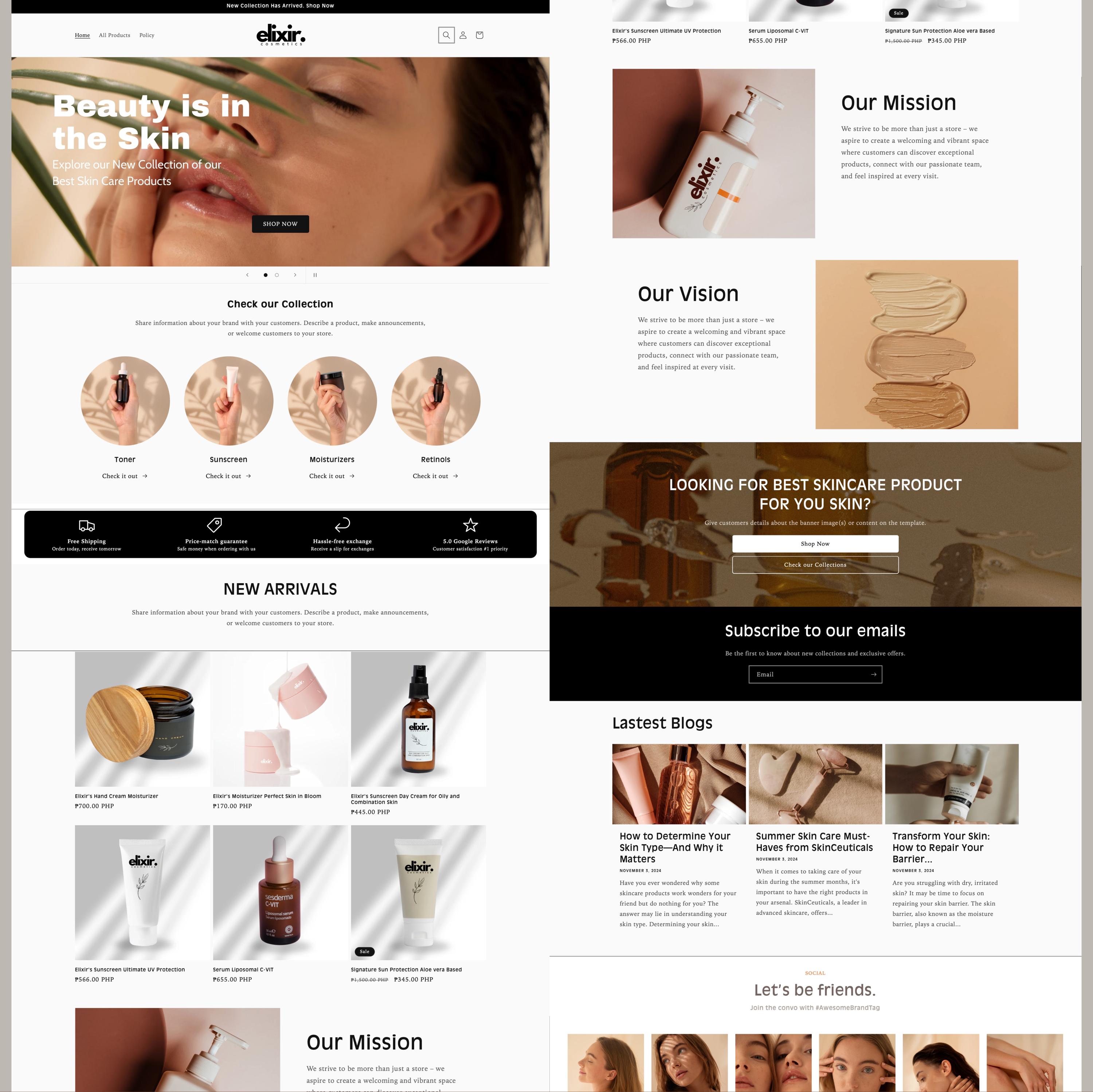Skin Care Website Design, Skincare Website Template, Branding Template ...