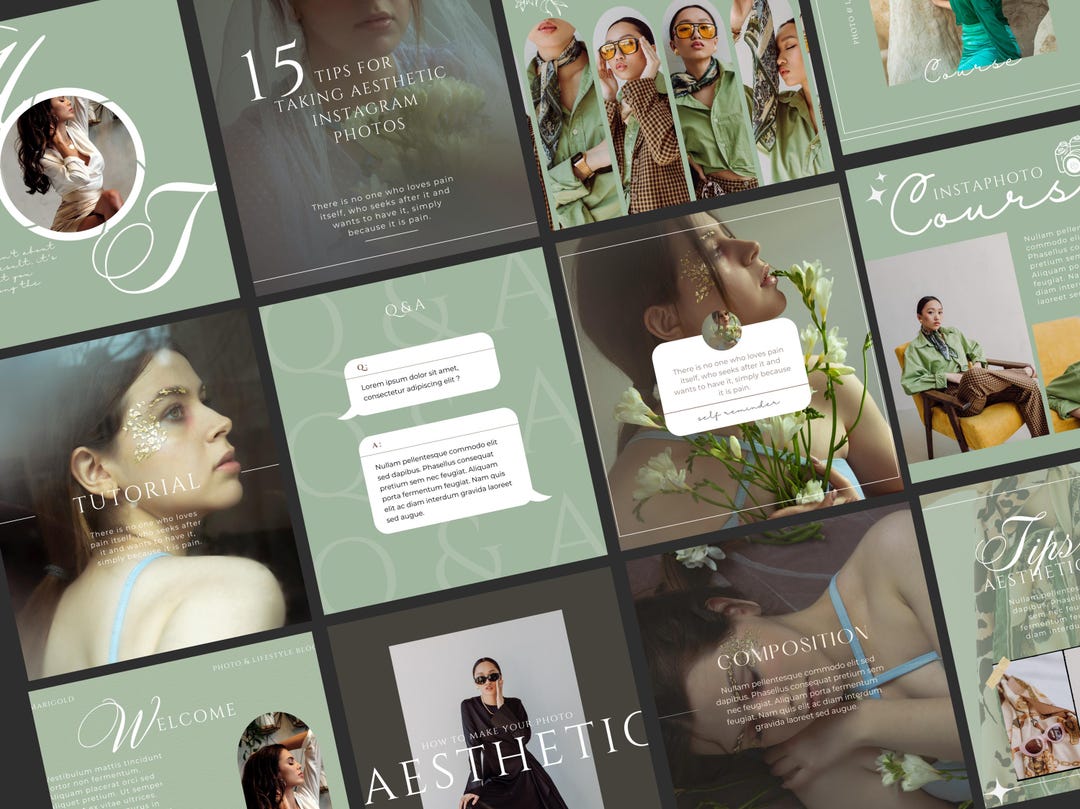 Moss Green Social Media Canva Templates With PLR, Photography and ...