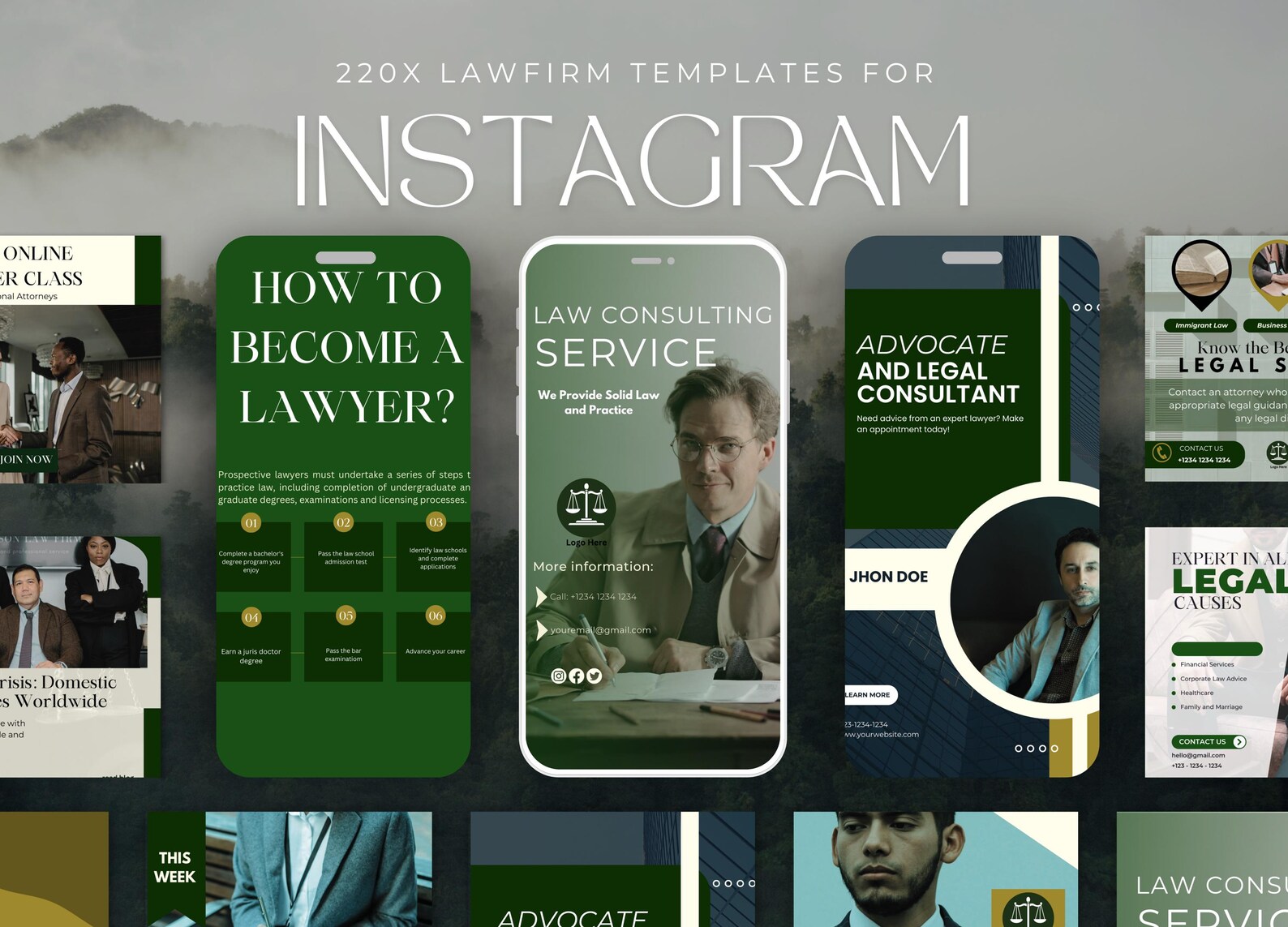 Gabrielle Modern Law Firm Social Media Canva Templates With PLR, Lawyer ...