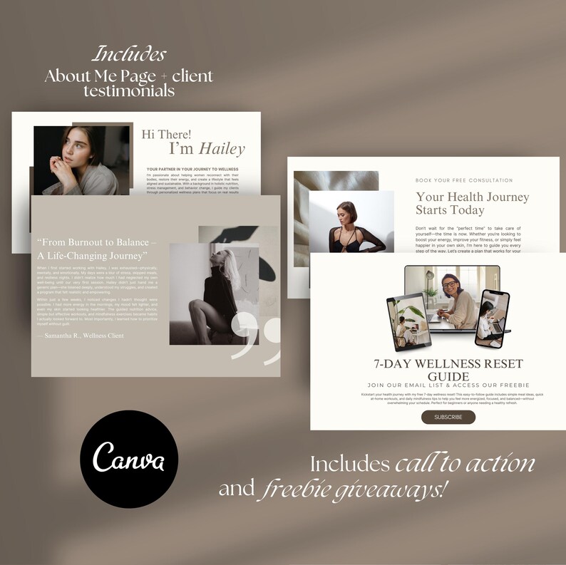 Health & Wellness Coach Website Template Nutrition Canva Template ...