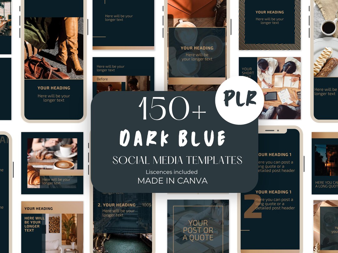 150+ Dark Blue Canva Instagram Template, Social Media Templates ...