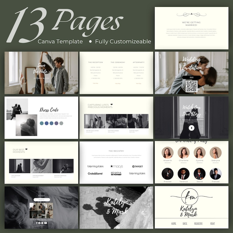 Editable Wedding Website | Canva Template | DIY Digital Invitation ...