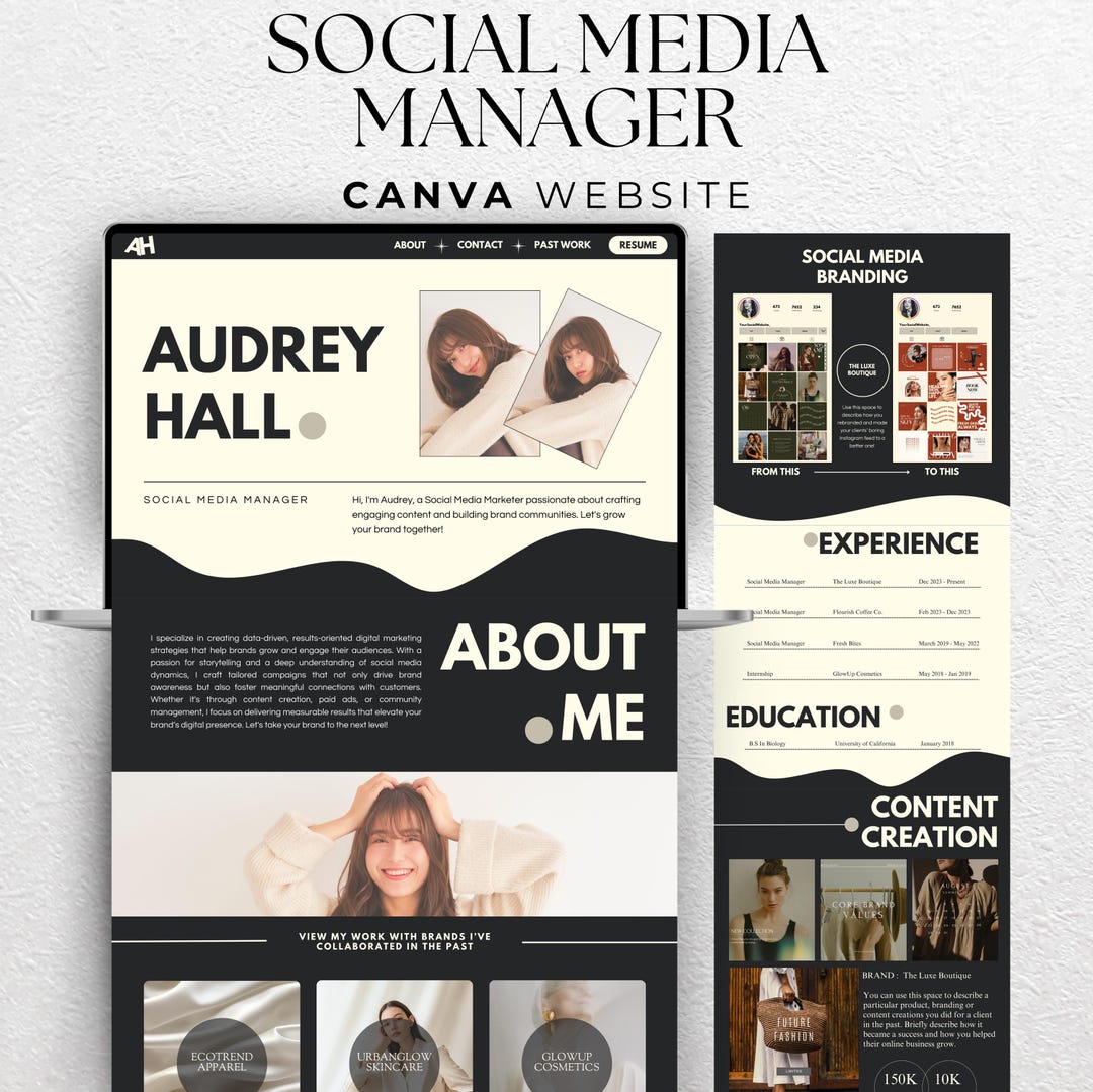 Portfolio Website Template Canva Template Website Canva Template Creative Website Template Canva ...