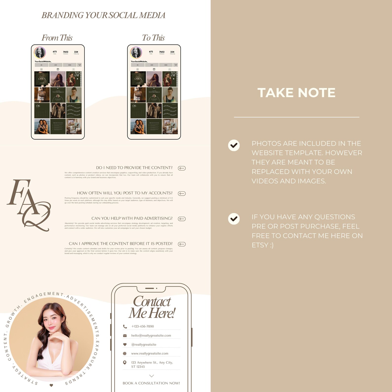 Aesthetic Cream Pastel Portfolio Website Template Brown Website ...