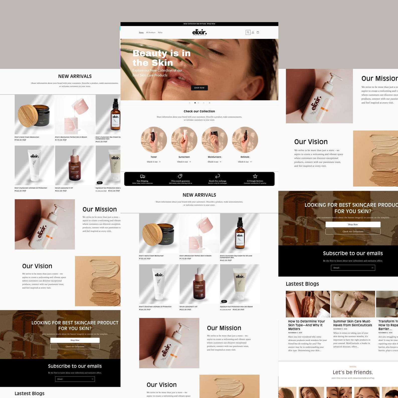 Skin Care Website Design, Skincare Website Template, Branding Template ...