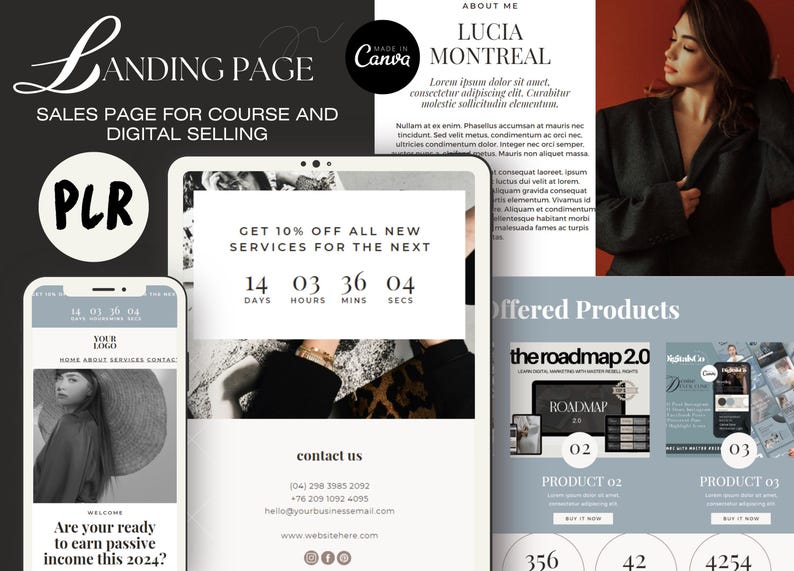 Sales Page Template Coaching Website Design Canva Lead Magnet Editable ...