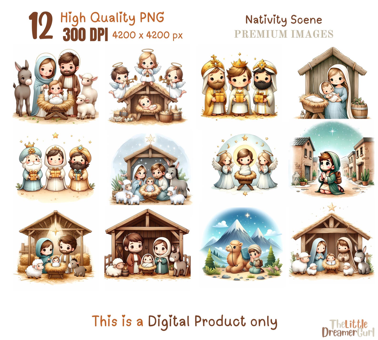 Christmas Nativity Scene PNG Set, Religious Design, Christmas Craft ...