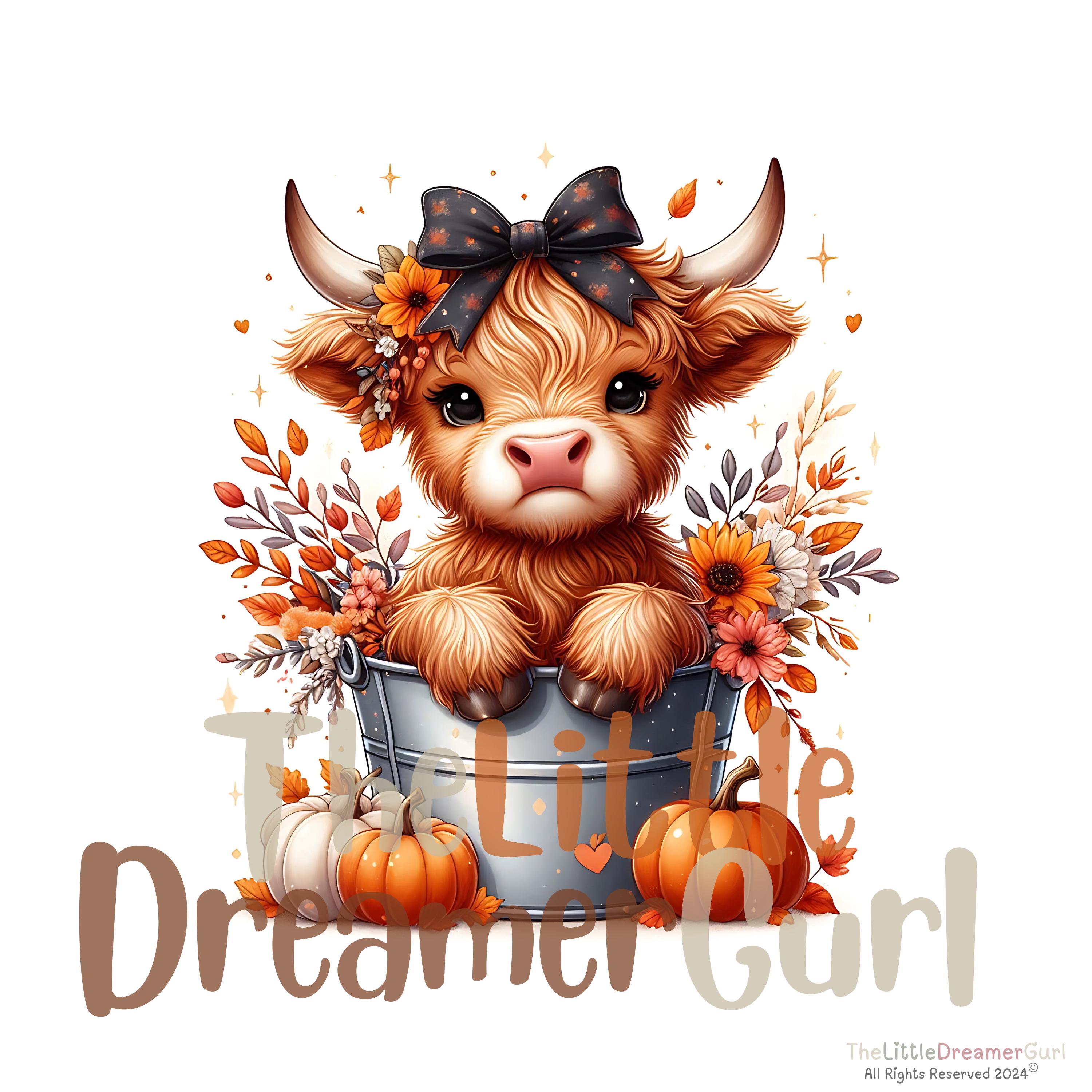 24 Autumn Fall Highland Cow Clipart PNG – Rustic Fall Animals ...