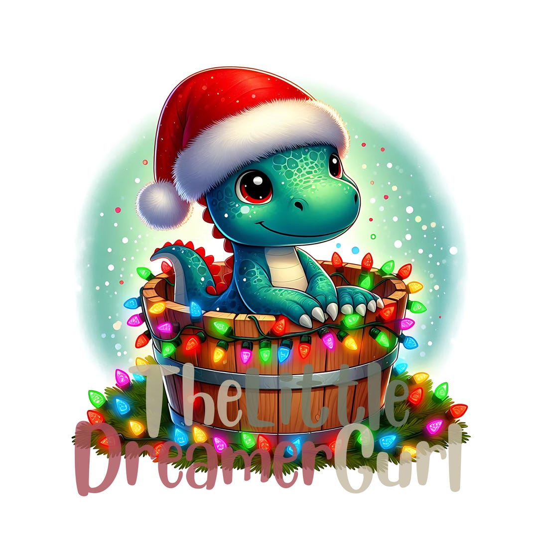 Christmas Dinosaur With Christmas Lights Clipart PNG, Holiday Digital ...