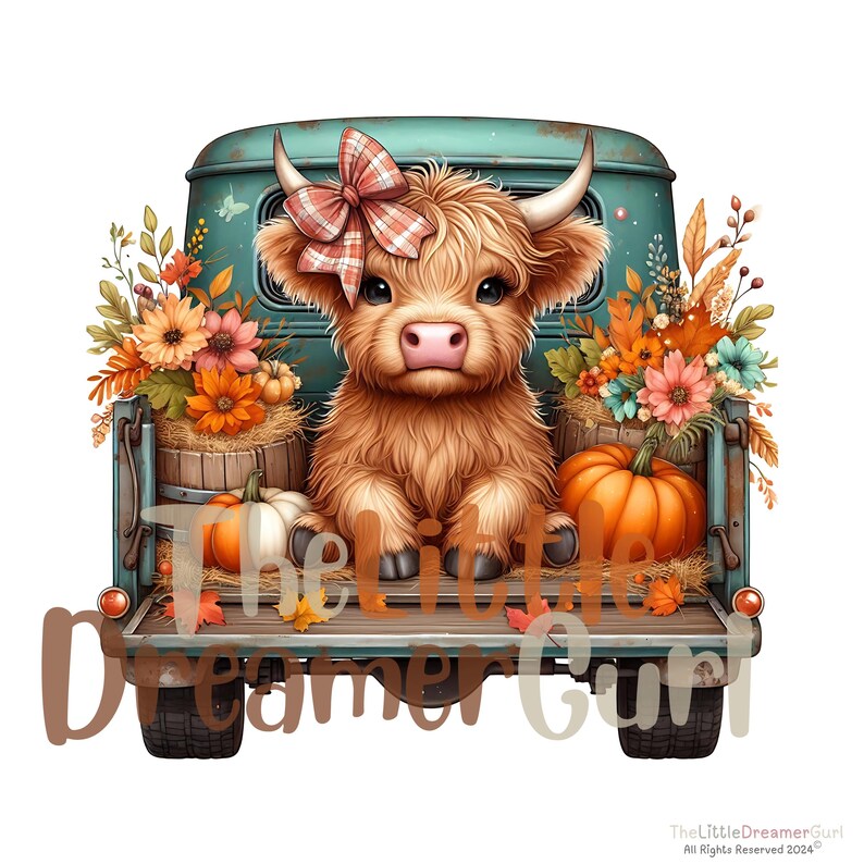24 Autumn Fall Highland Cow Clipart PNG – Rustic Fall Animals ...