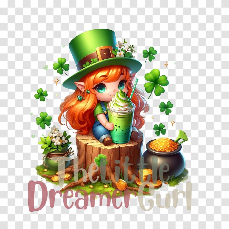 16 Leprechaun Gnome Girls PNG Cliparts – St. Patrick’s Day Sublimation ...