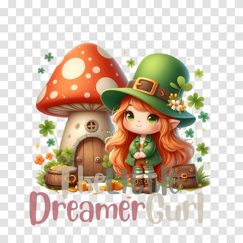 16 Leprechaun Gnome Girls PNG Cliparts – St. Patrick’s Day Sublimation ...