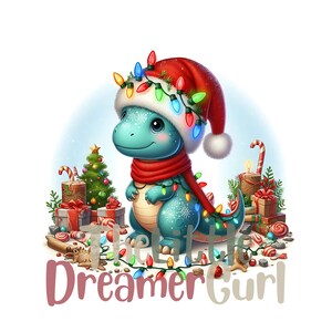 Christmas Dinosaur With Christmas Lights Clipart PNG, Holiday Digital ...