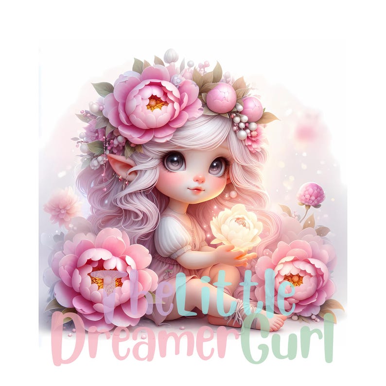 12 Peony Flower Princess PNG Images, Gnome Princess Clipart, High ...