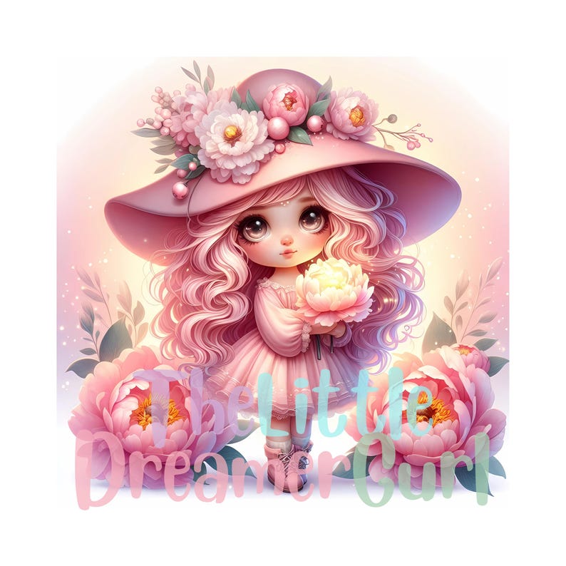 12 Peony Flower Princess PNG Images, Gnome Princess Clipart, High ...