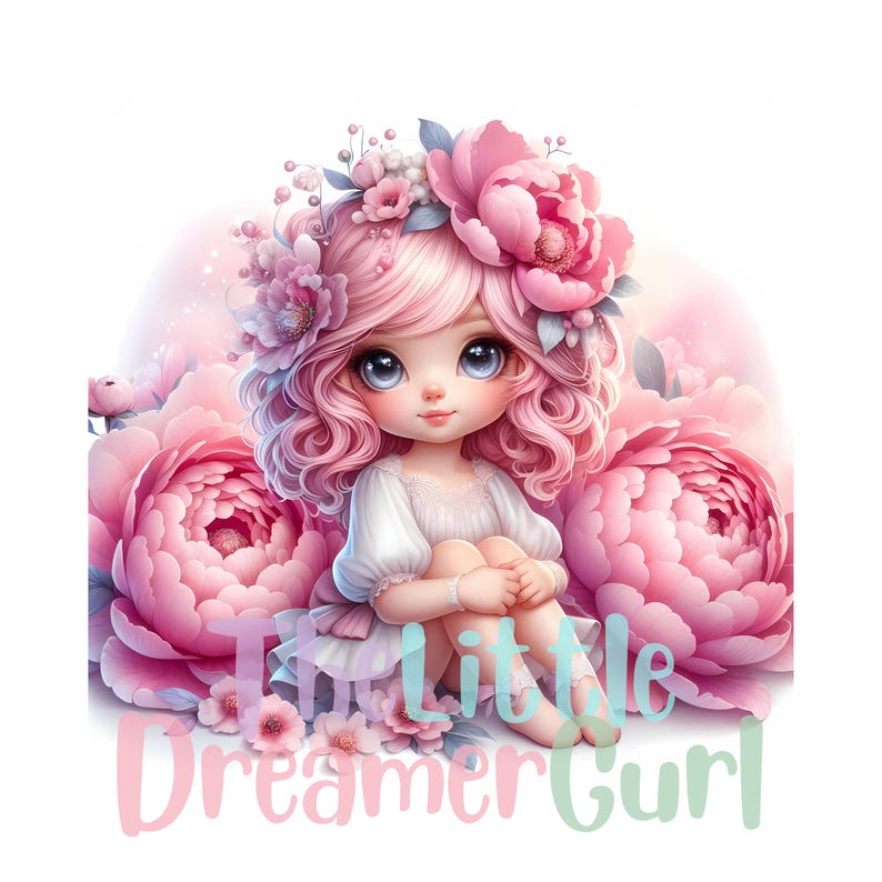 12 Peony Flower Princess PNG Images, Gnome Princess Clipart, High ...