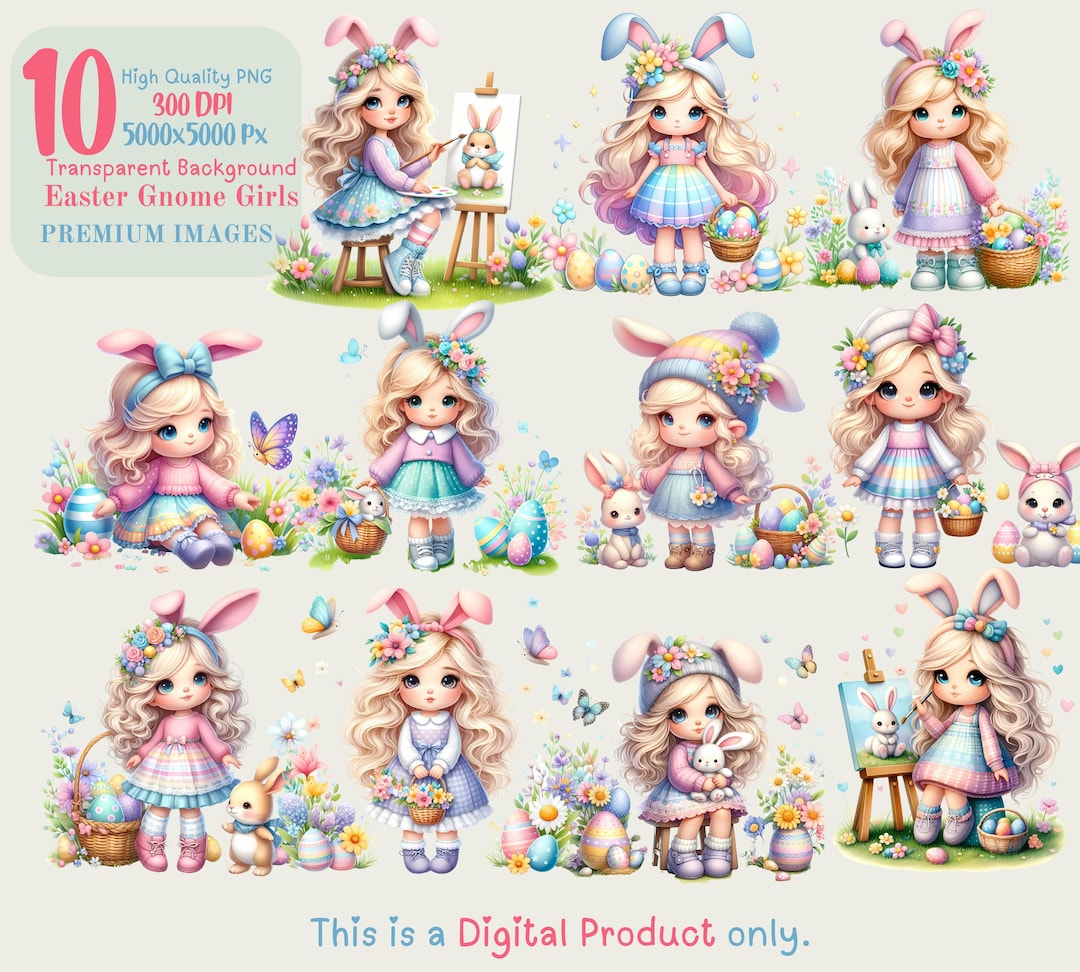 Easter Bunny Gnome Png, Easter Gnome Clipart, Gnome Girl, Easter Png ...