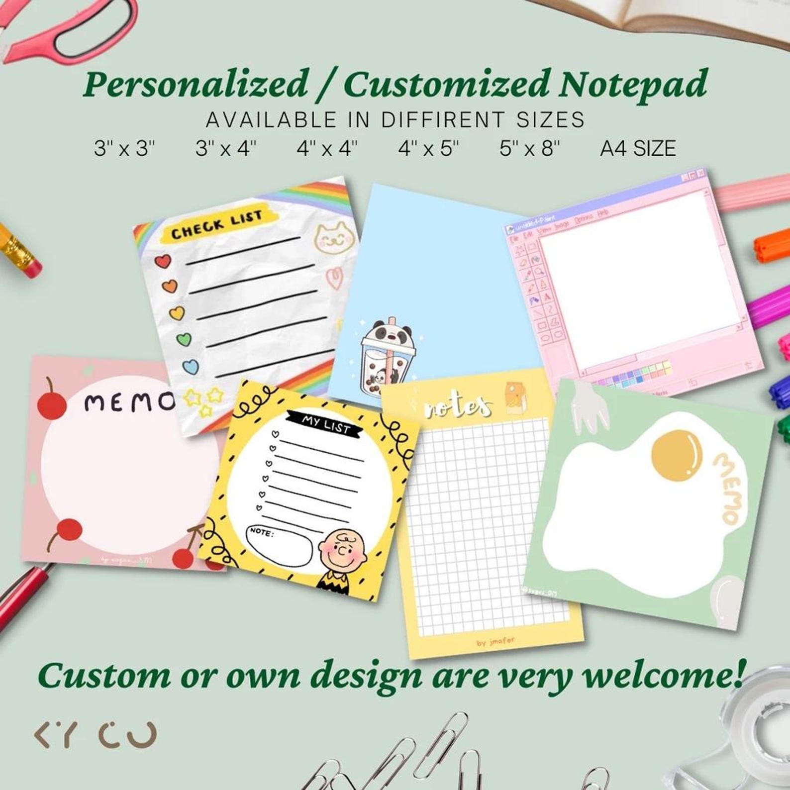 Custom Personalized Notepad A4 Size Customizable Memo Pad Personalized ...