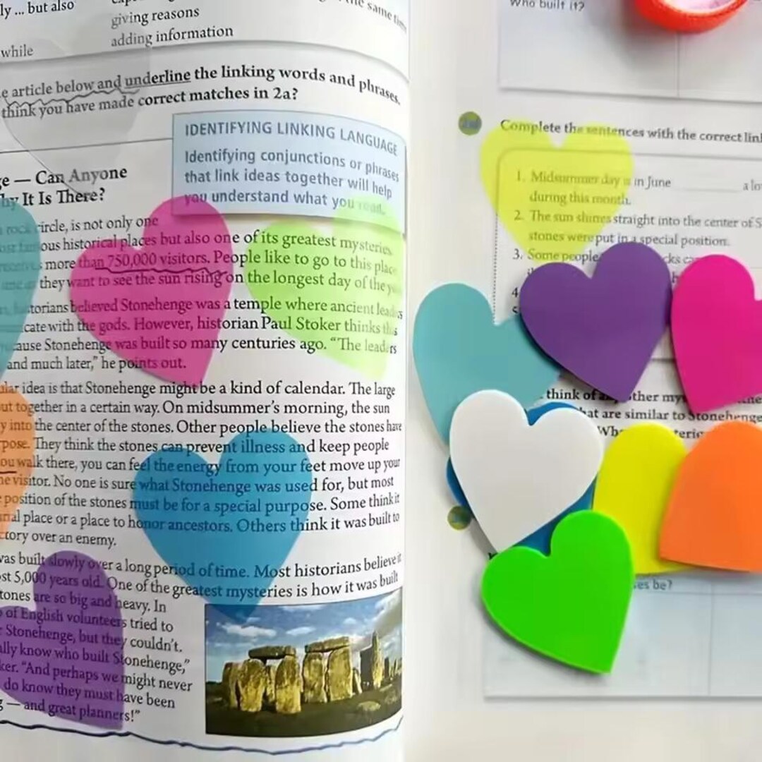 Love Heart Transparent Sticky Notes, 160 Sheets Fluorescent Memo Pads ...