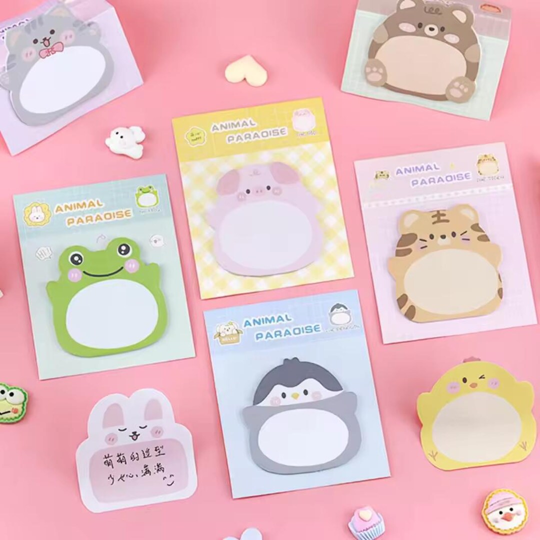 Adorable Animal Sticky Notes - Cute Notepads for Office, School, or ...