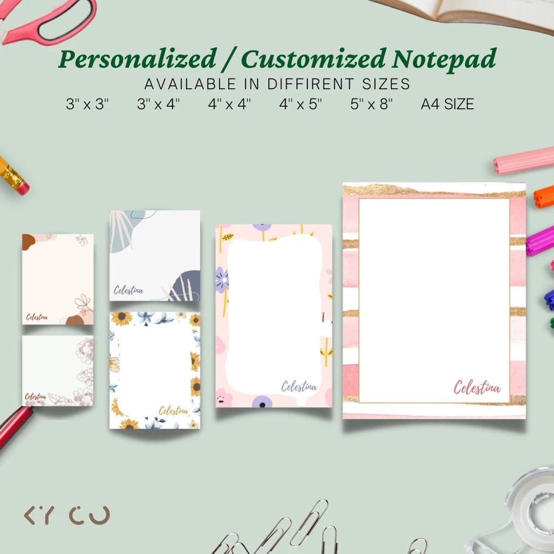 Custom Personalized Notepad A4 Size Customizable Memo Pad Personalized ...