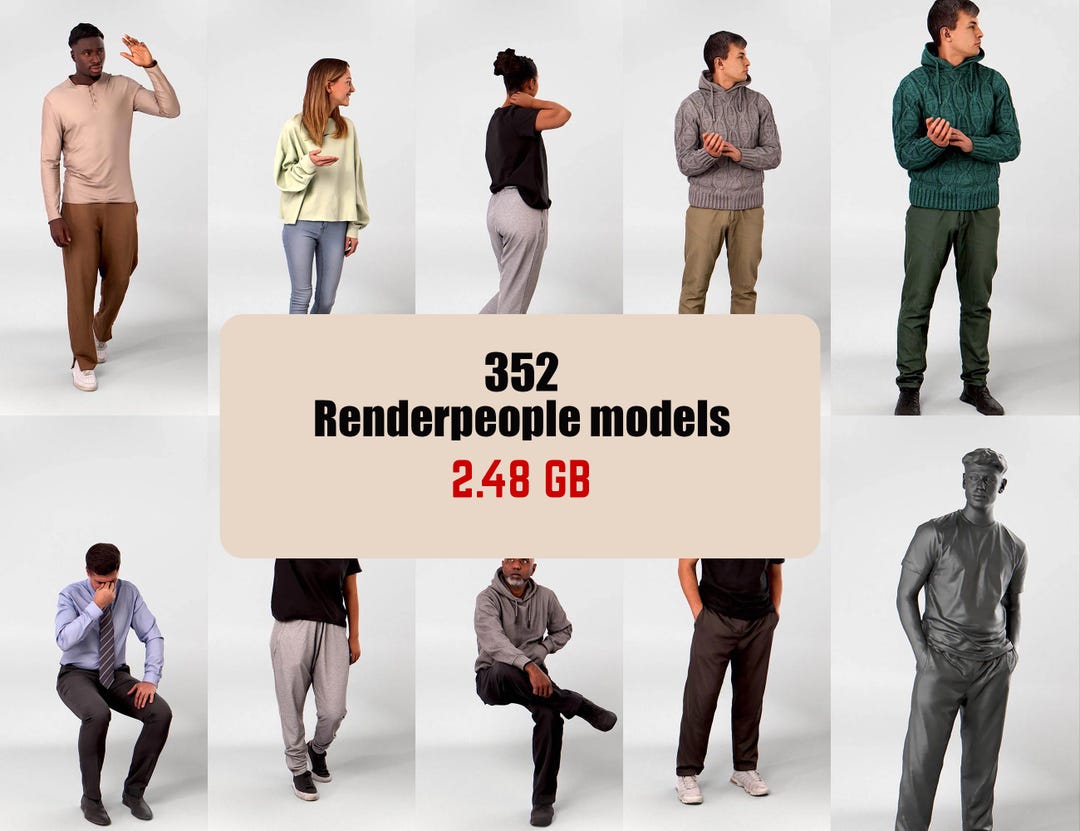 Renderpeople 3D Model Collection 352 High-quality Human Models in ...