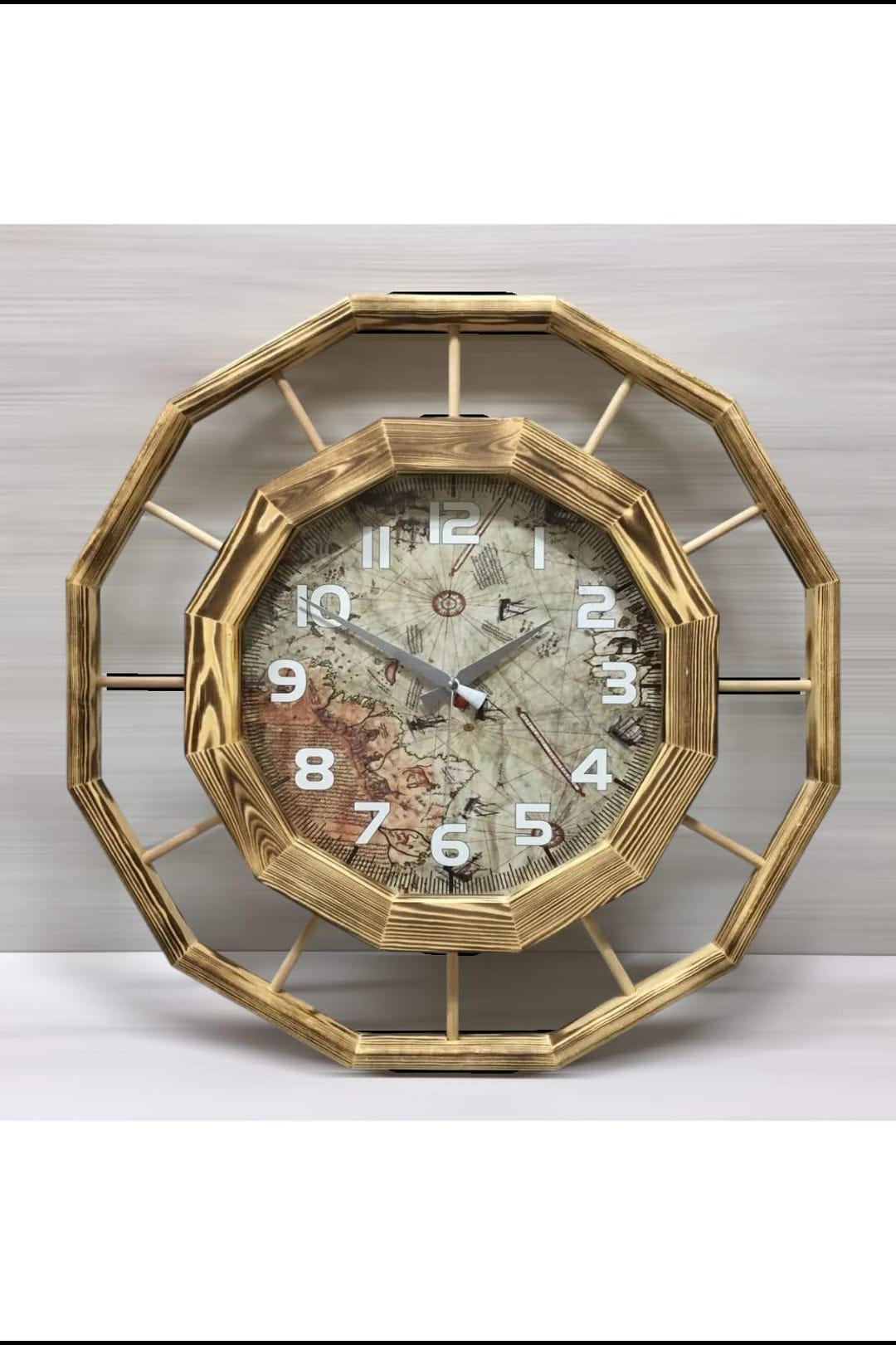 Piri Reis World Map Printed Wooden Wall Clock , Gift Home Decor ...