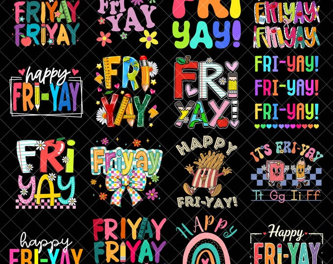 Happy Friyay Png Bundle, Retro Friyay Checkered Png, Friday Png ...