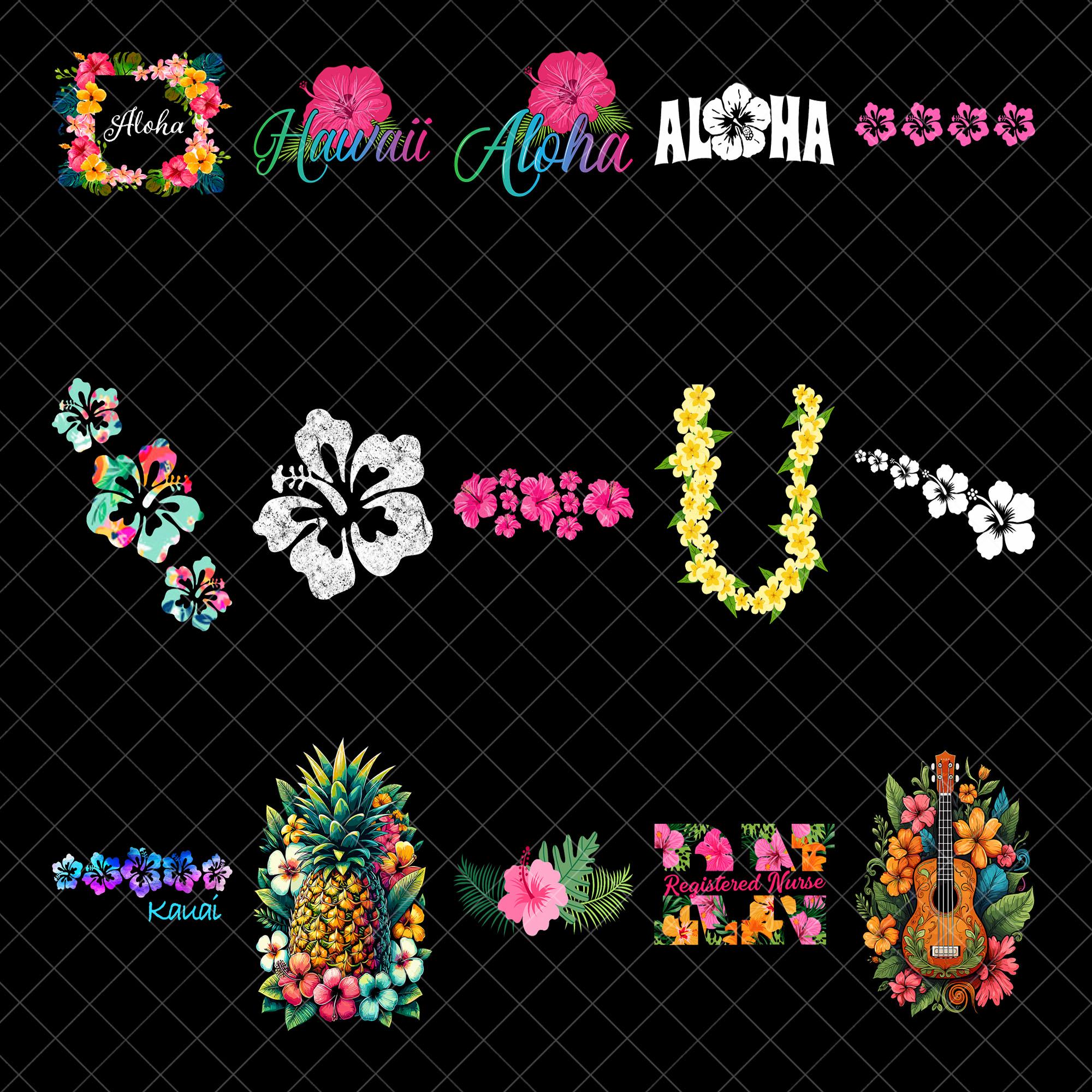 Hawaii Aloha Png Bundle, Tropical Flowers Png, Hibiscus Png, Pineapple ...