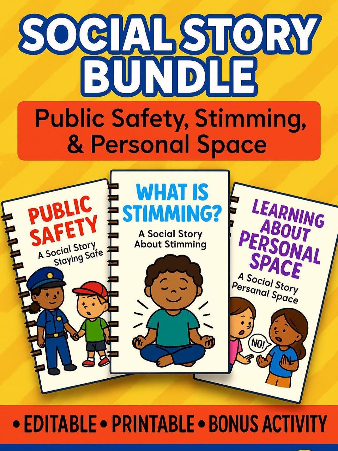 Social Story Bundle | Public Safety, Stimming, Personal Space | Kid ...
