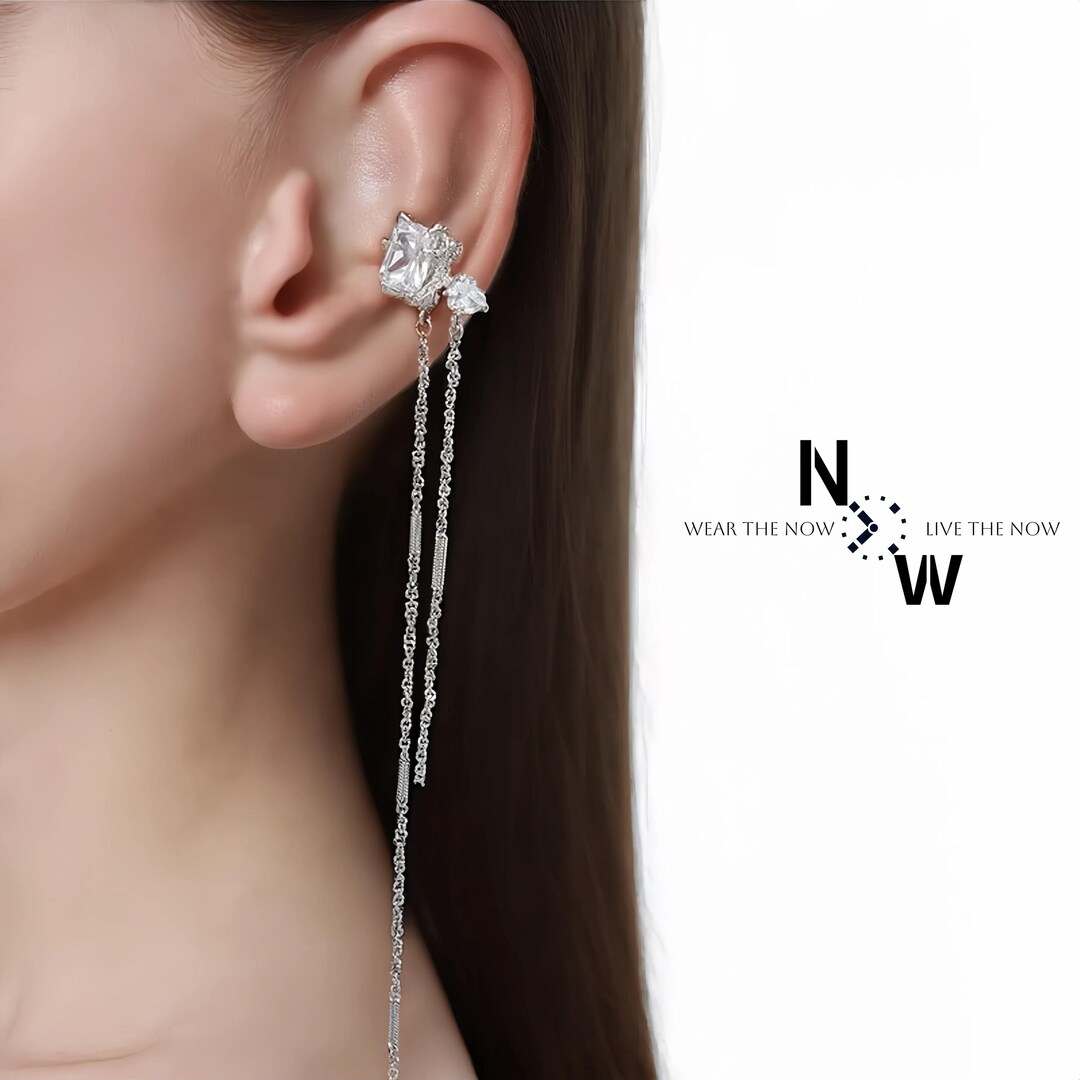 Asymmetric Radiant Crystal Drop Clip on Earrings by Xnowjewery ...